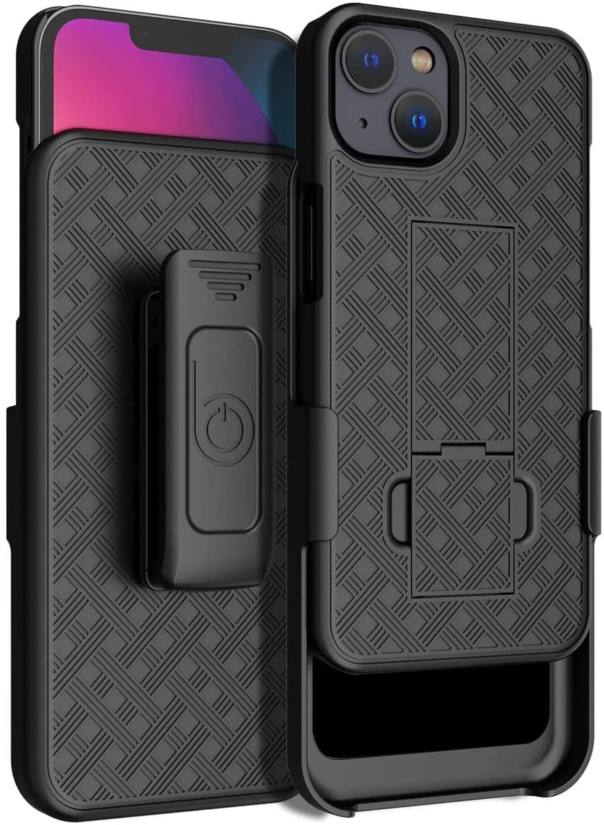 BELTRON Combo Case with Belt Clip for iPhone 13, Super Slim Rubberized ...